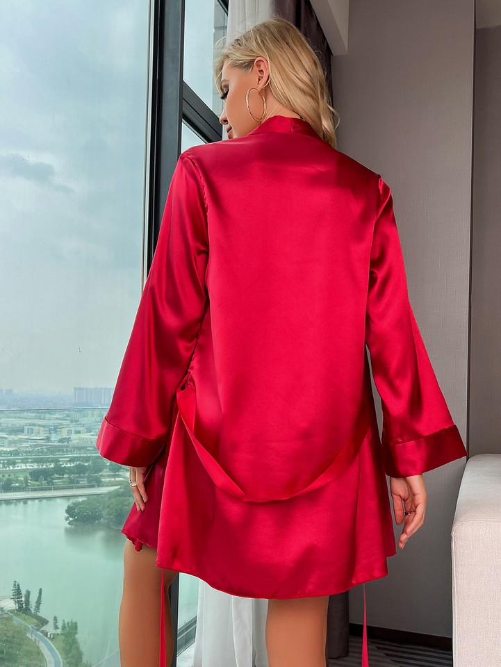 Womens Sexy Silk Sleep Robe Babydoll Lingerie Nightgown Nightgown ...