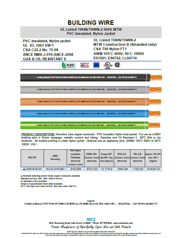 250 FT THHN/THWN WIRE- 10 AWG STR 600 V -AVAILABLE IN 5 COLORS! | eBay