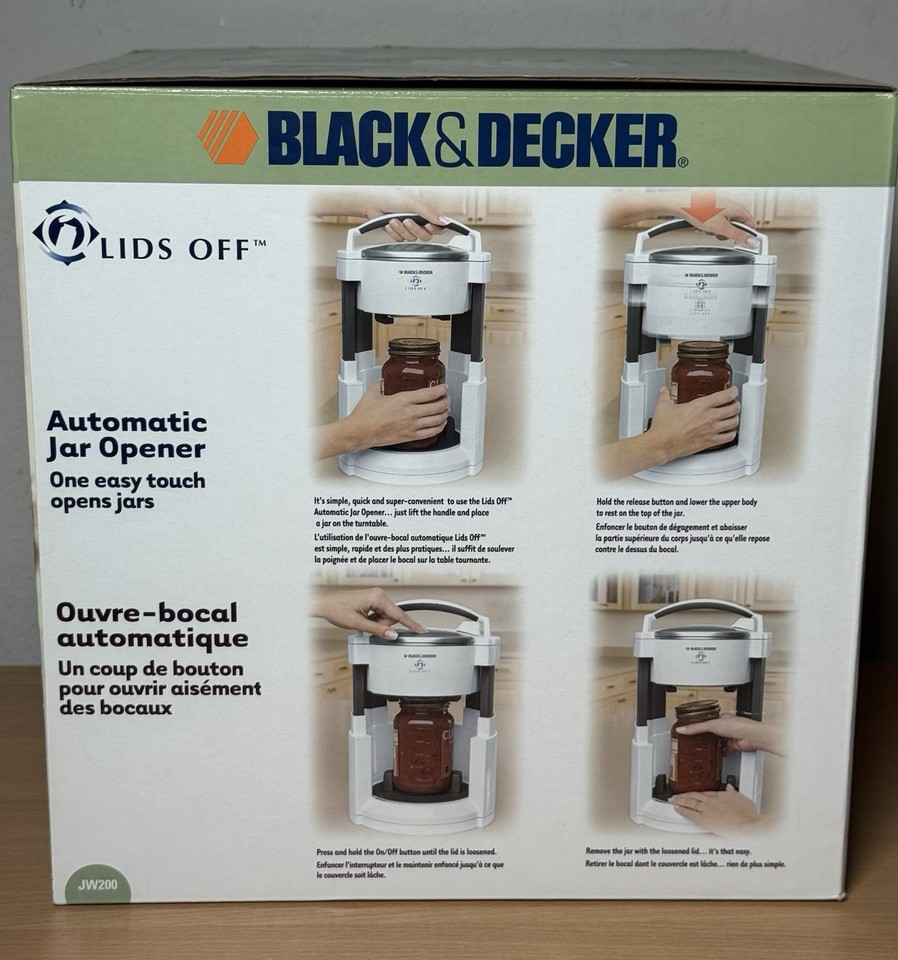 Black & Decker Lids Off Automatic Jar Opener JW200 One Easy Touch Opens ...