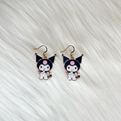 Kuromi Character White Rabbit Sanrio Gold Plated Pendant Earrings Set ...