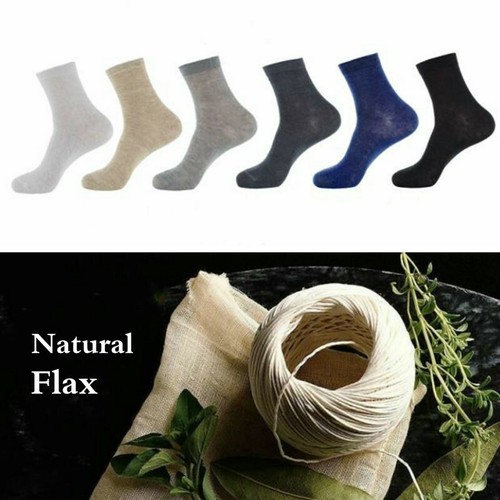 5 Pairs Men 88% Linen Sock Natural Flax Thin Breathable Soft Eur Size ...