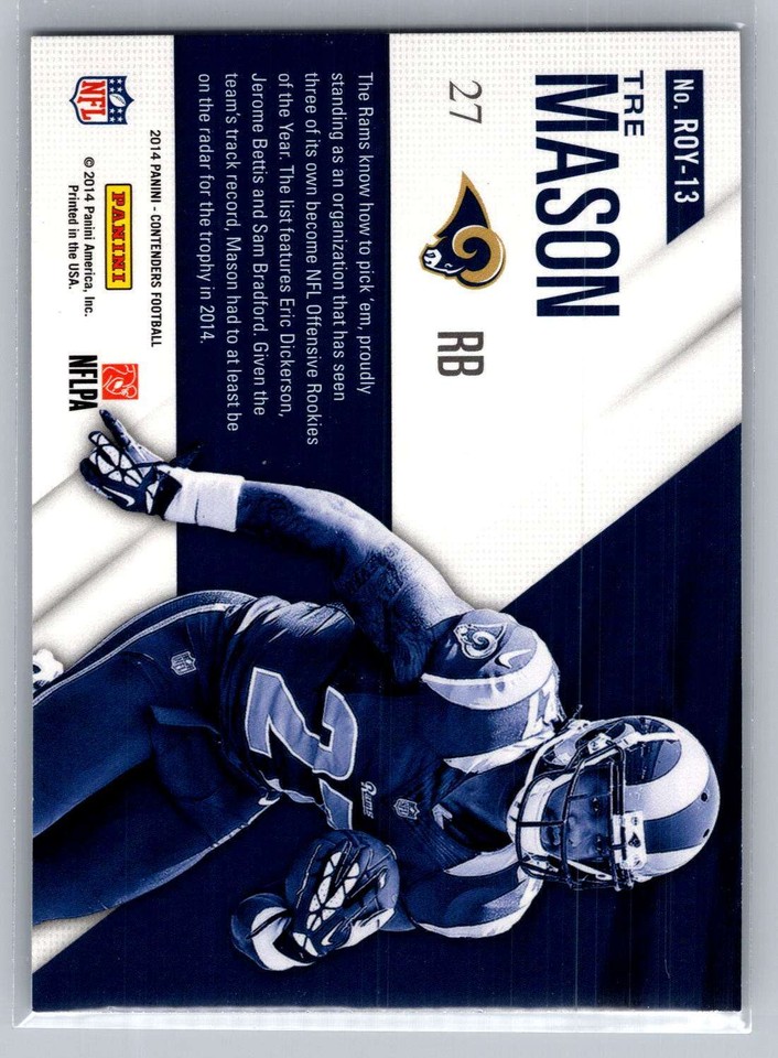2014 Panini Contenders #ROY-13 Tre Mason Rookie of the Year Contenders ...