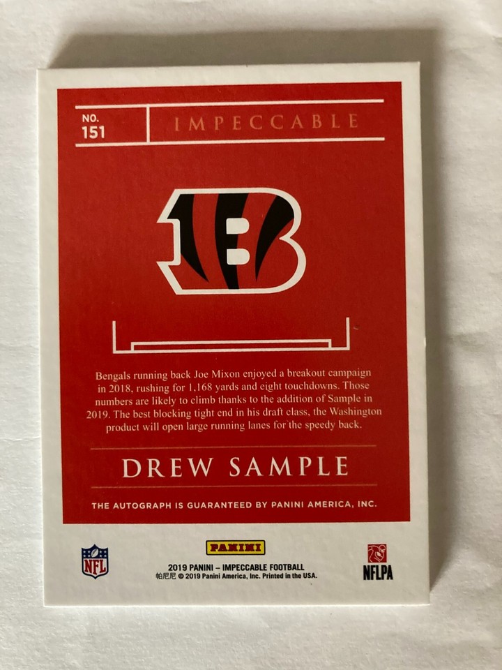 2019 Panini Impeccable Football Drew Sample No. 151 Autograph Rookie ...