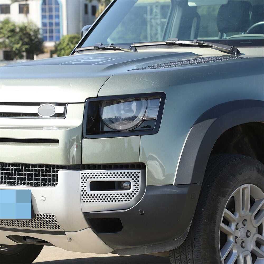 2× ABS Front Headlight Lamp Guard Cover For Land Rover Defender 90 110 ...