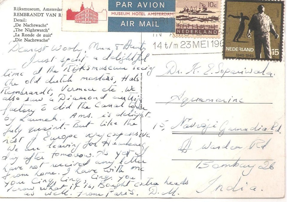 Rembrandt, Rijksmuseum Amsterdam,PAR AVION AIRMAIL POSTED 1969 PICTURE ...