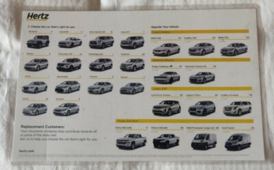 HERTZ RENT A CAR RENTAL GUIDE/CHART, Laminated | eBay
