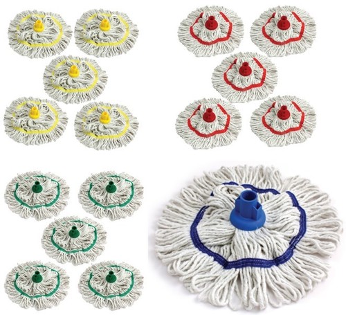 Colour Coded Mop Head Hygienic Cleaning Looped Pure Yarn Cotton Mop ...