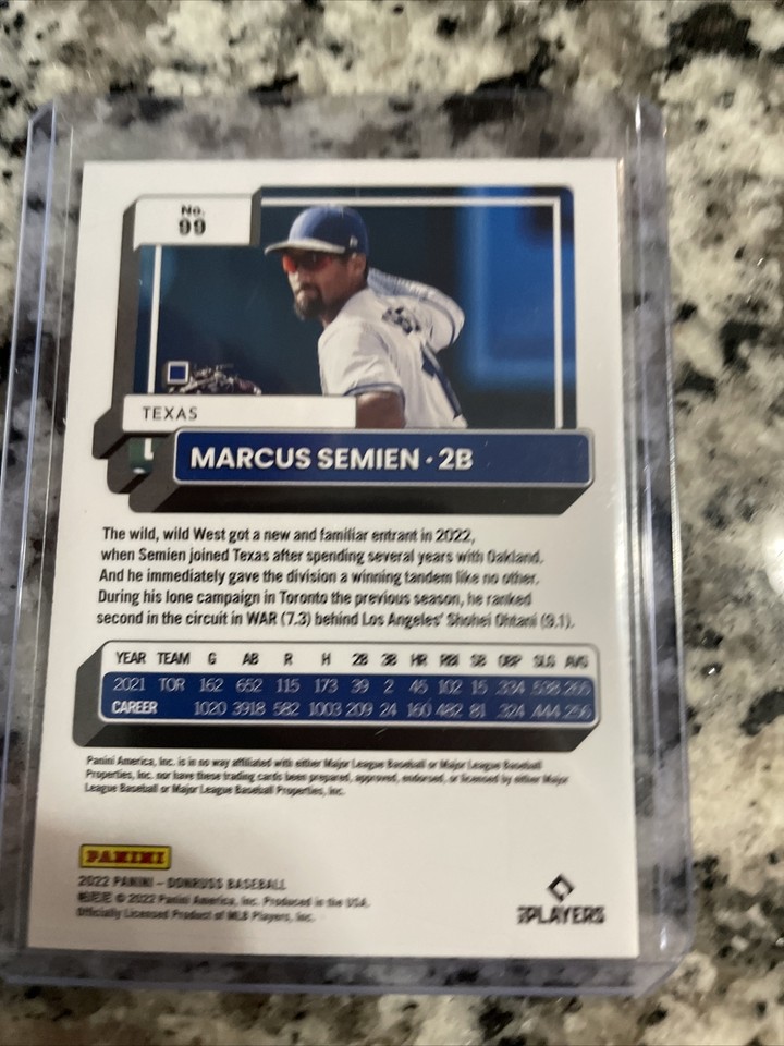 Marcus Semien TEXAS 2022 Donruss Blue Holo (NM) #99 | eBay