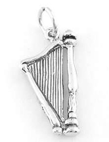 Sterling Silver Harp Musical Instrument Charm or Pendant | eBay