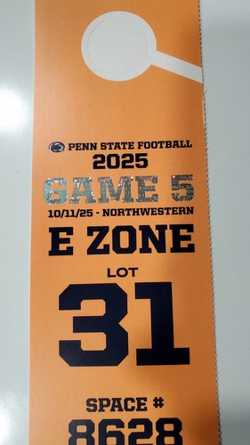 Penn State vs Northwestern Football Parking Pass Reserved Lot 31 | eBay