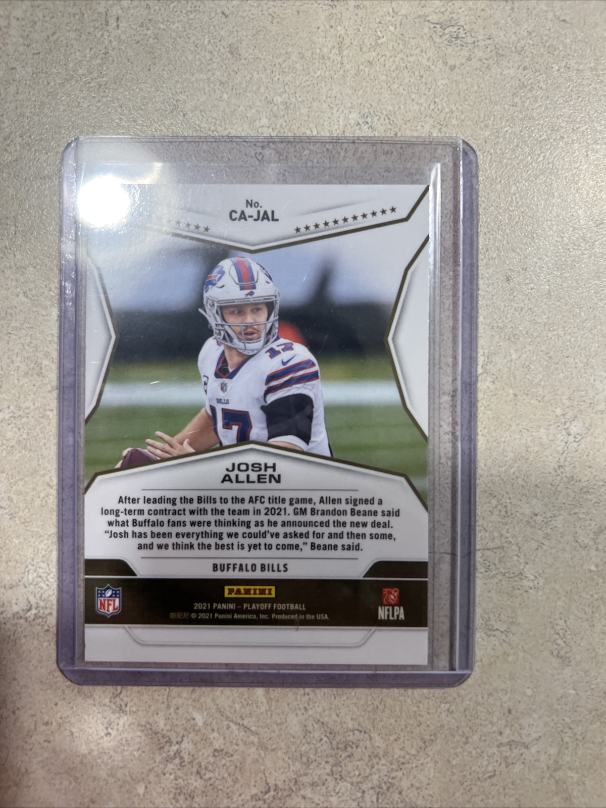 Josh Allen 2021 Panini Playoff Football Insert Call To Arms Card #CA ...