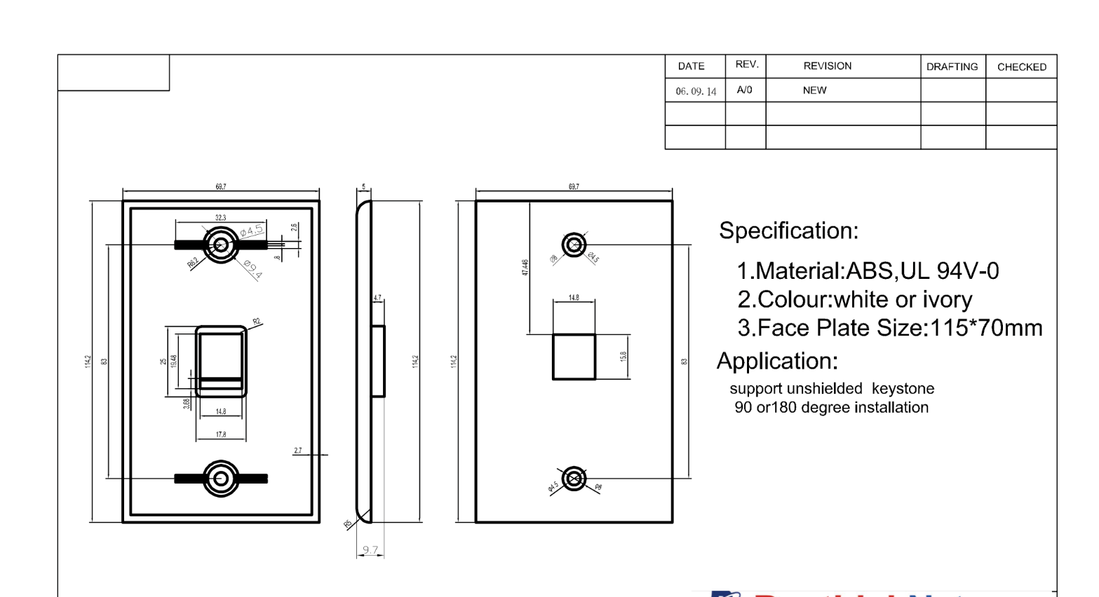 100 Pack Lot Keystone 3 Hole Port Jack Wall Plate Network CAT5e CAT6 ...