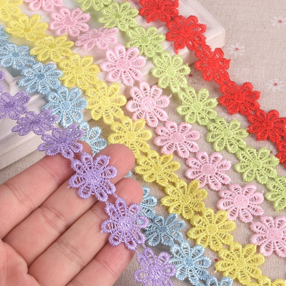 1Yards 25mm Lace Flower Ribbon Sewing Trim Fabric Appliques Sew ...