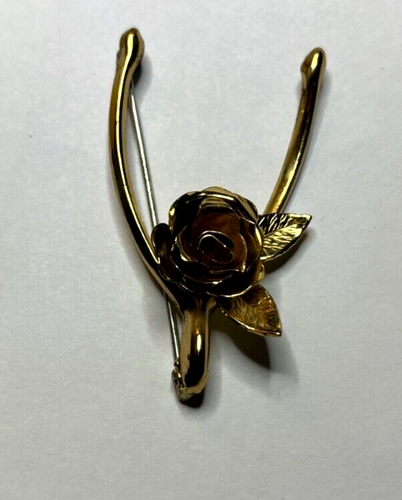 Coro, Brooch Gold Tone Wishbone Rose with petals | eBay