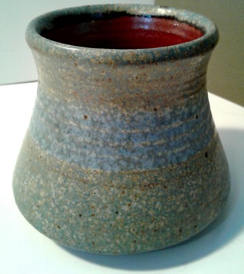 Mid century pottery Rosene Zaros nubby texture blue green vessel mug ...