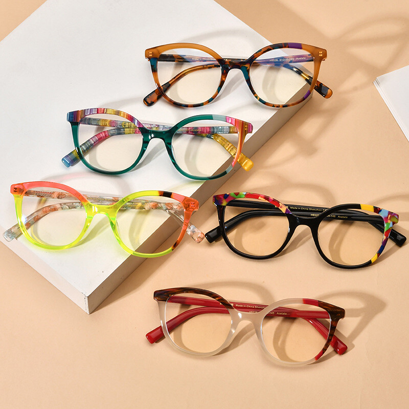 Round Glasses for Women Men Multicolor Acetate Plastic Eyeglasses ...