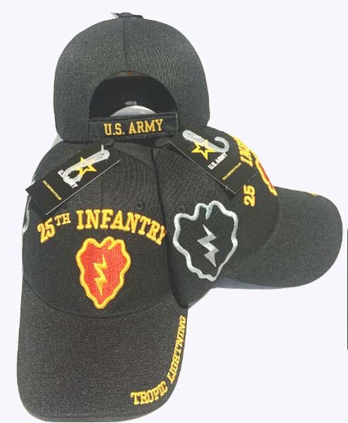 25TH INFANTRY DIVISION TROPIC LIGHTNING INSIGNIA BLACK EMBROIDERED HAT ...
