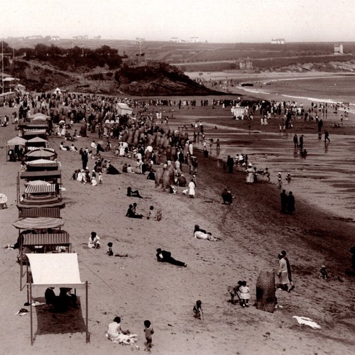 Vintage 1920s RPPC Sardinero Beach Santander People Ocean Bay Postcard ...