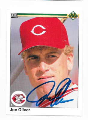 JOE OLIVER 1990 UPPER DECK AUTOGRAPHED SIGNED # 568 CINCINNATI REDS | eBay