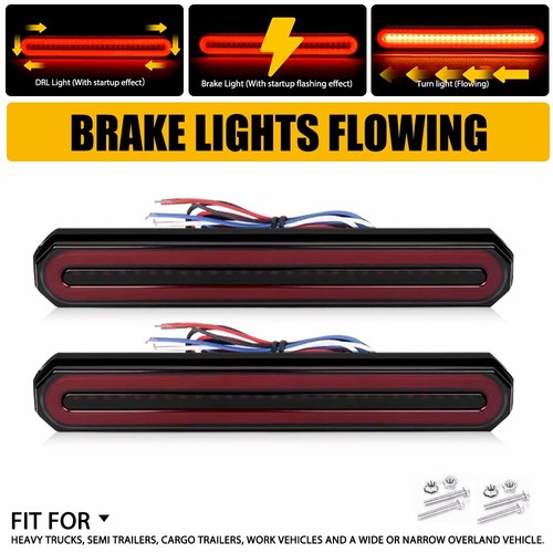 2x 9" Red/Amber LED Oval Truck Trailer Stop Turn Tail Brake Lights ...