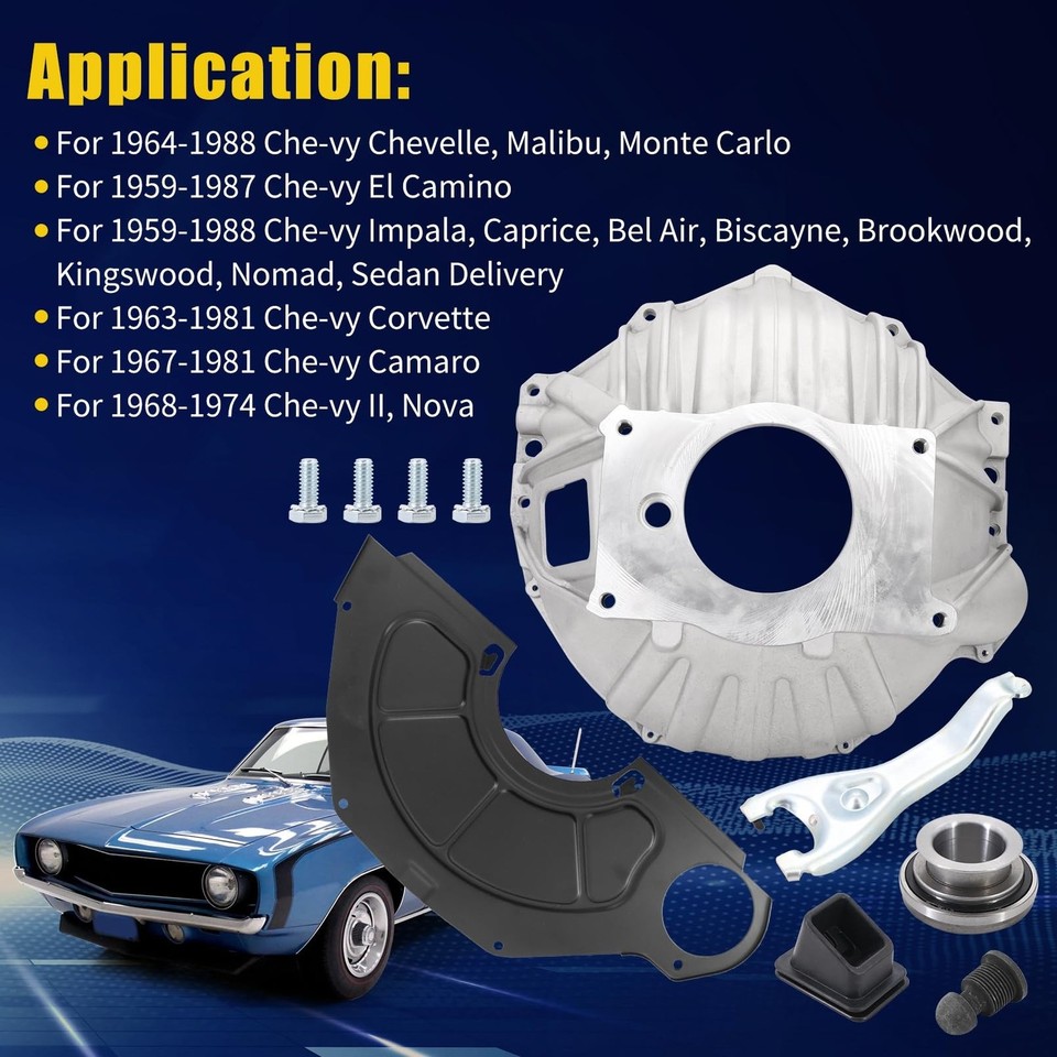 621 SBC BBC Bell Housing Kit & 11" Clutch Fork & Throwout Bearing ...