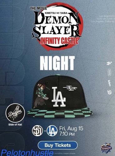 PRE-SALE Dodgers Demon Slayer Night Hat 8/15/25 Tanjiro Cap Anime LA ...