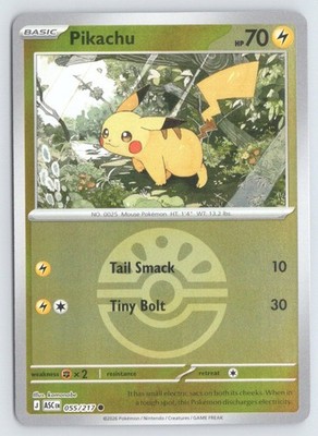 Pikachu (Friend Ball) 055/217 Pokemon ME: Ascended Heroes Holo Common ...