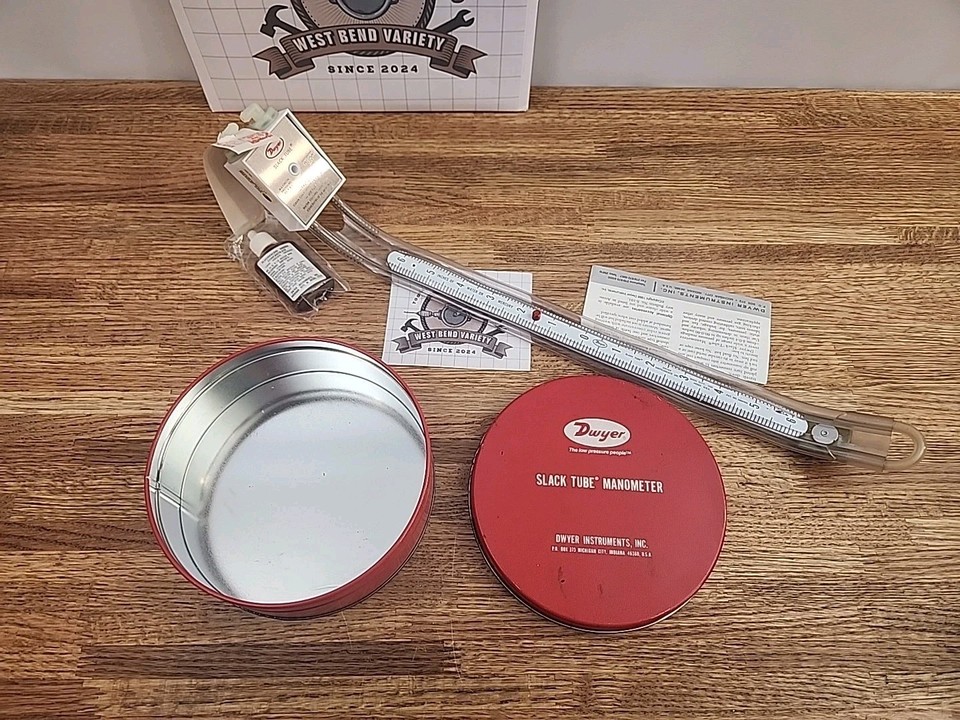 DWYER 1211-12 Slack Tube Manometer Complete Kit w/ Red Metal Container ...