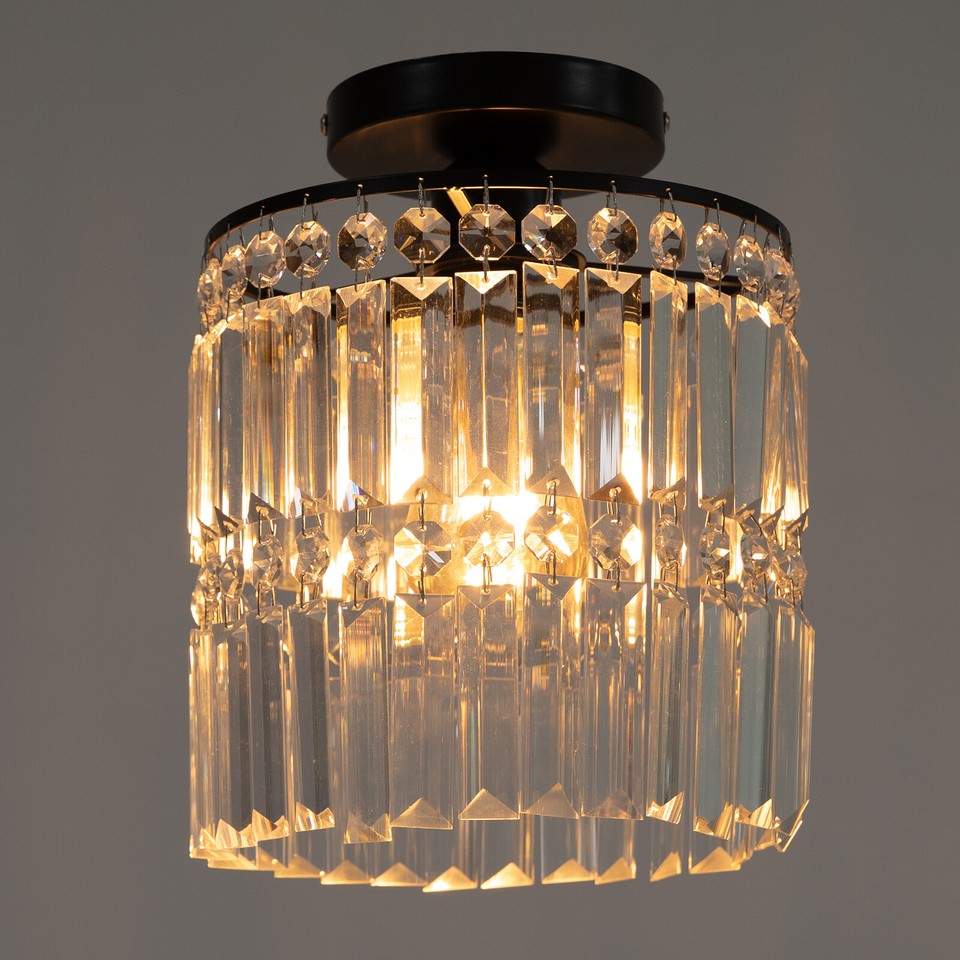 Flush Mount Crystal Chandelier, Crystal Light Fixture Flush Mount ...