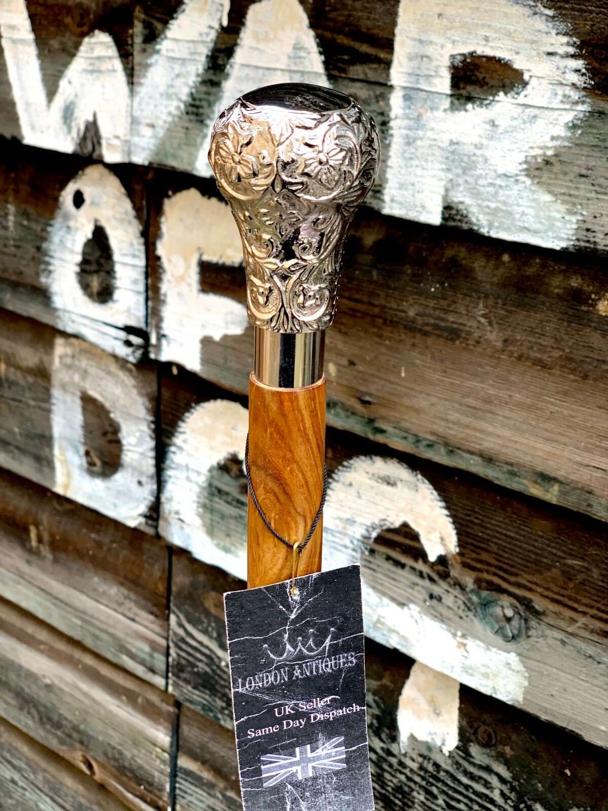 SWAGGER WALKING STICK CANE VICTORIAN STYLE SILVER NICKEL TOP KNOB ...