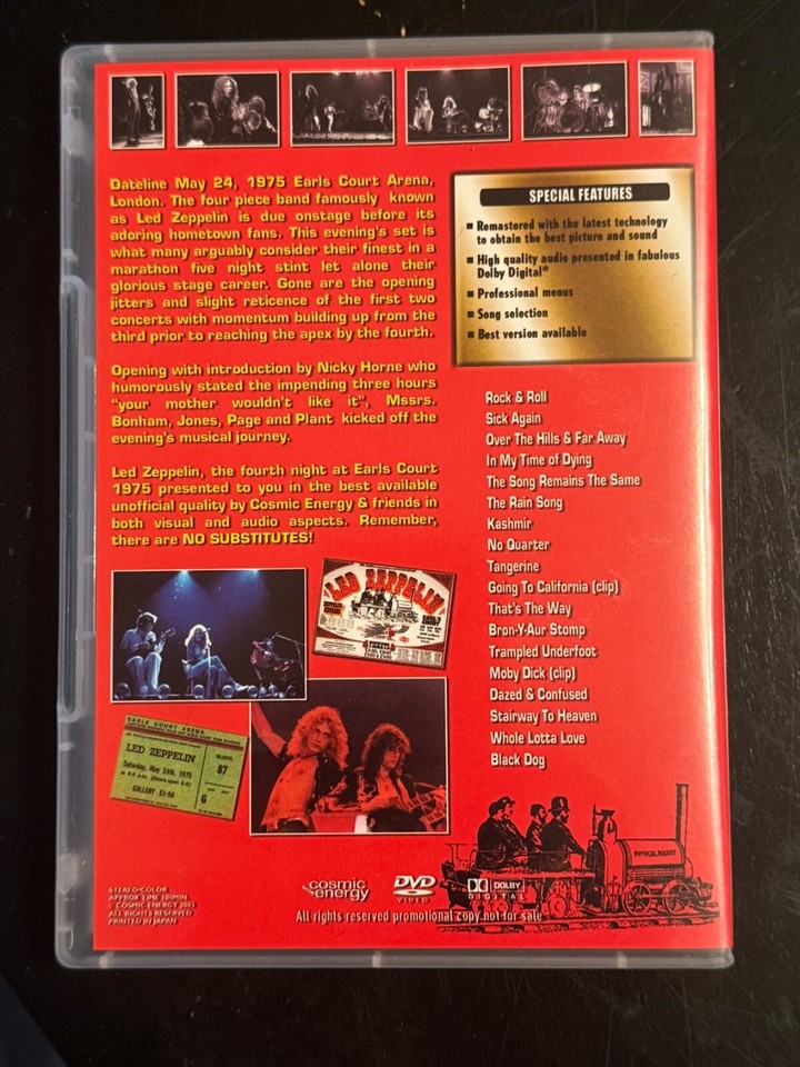 Led Zeppelin -Earls Court, May 24th 1975 DVD (Cosmic Energy) | eBay