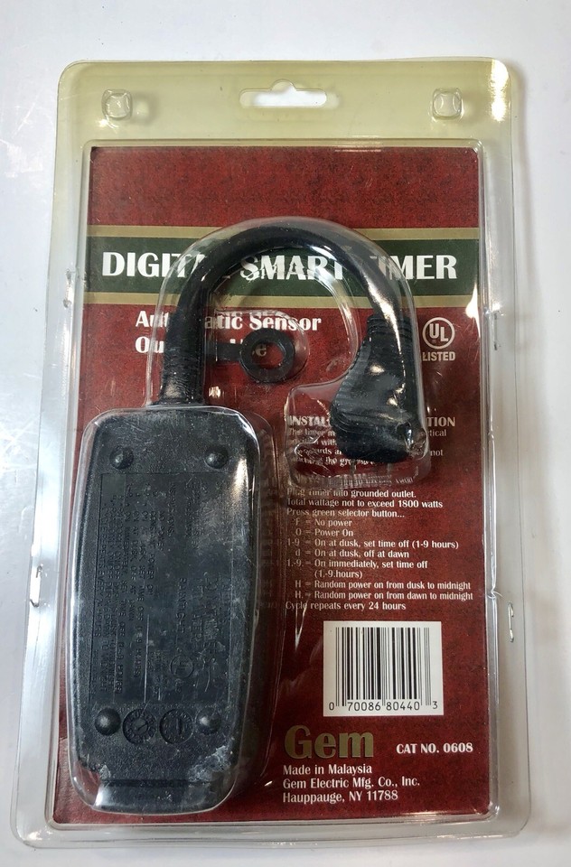 Gem Digital Smart Timer 1800 Watt Automatic Sensor Outdoors Lighting | eBay