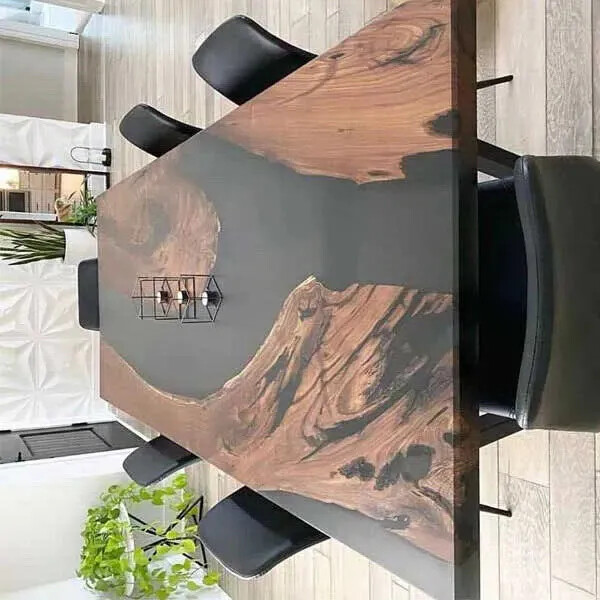 Black Epoxy Resin Dining Table , Epoxy Resin Counter Table, Meeting ...
