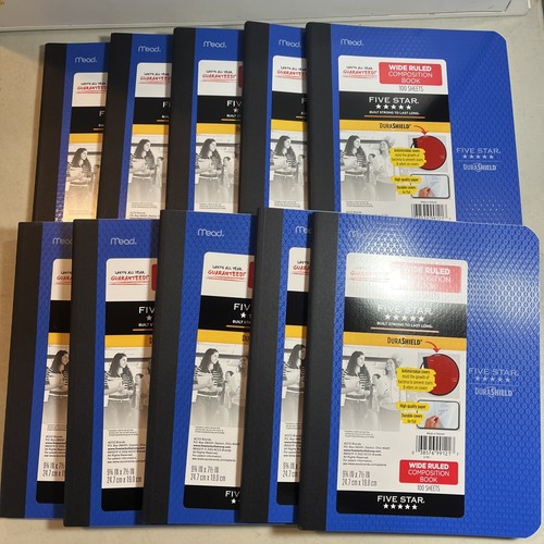 LOT Of 10 Five Star College Ruled Composition Notebooks 100 Pages Mead ...