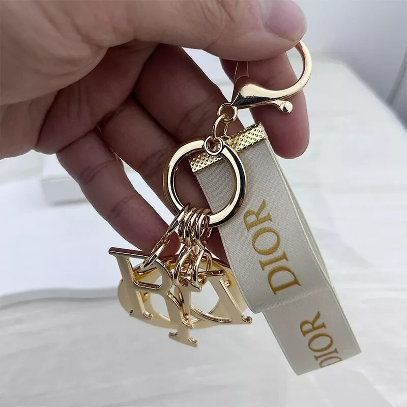 Dior Novelty Charm Gold Lucky Logo With diamond Keychain VIP Gift NEW ...