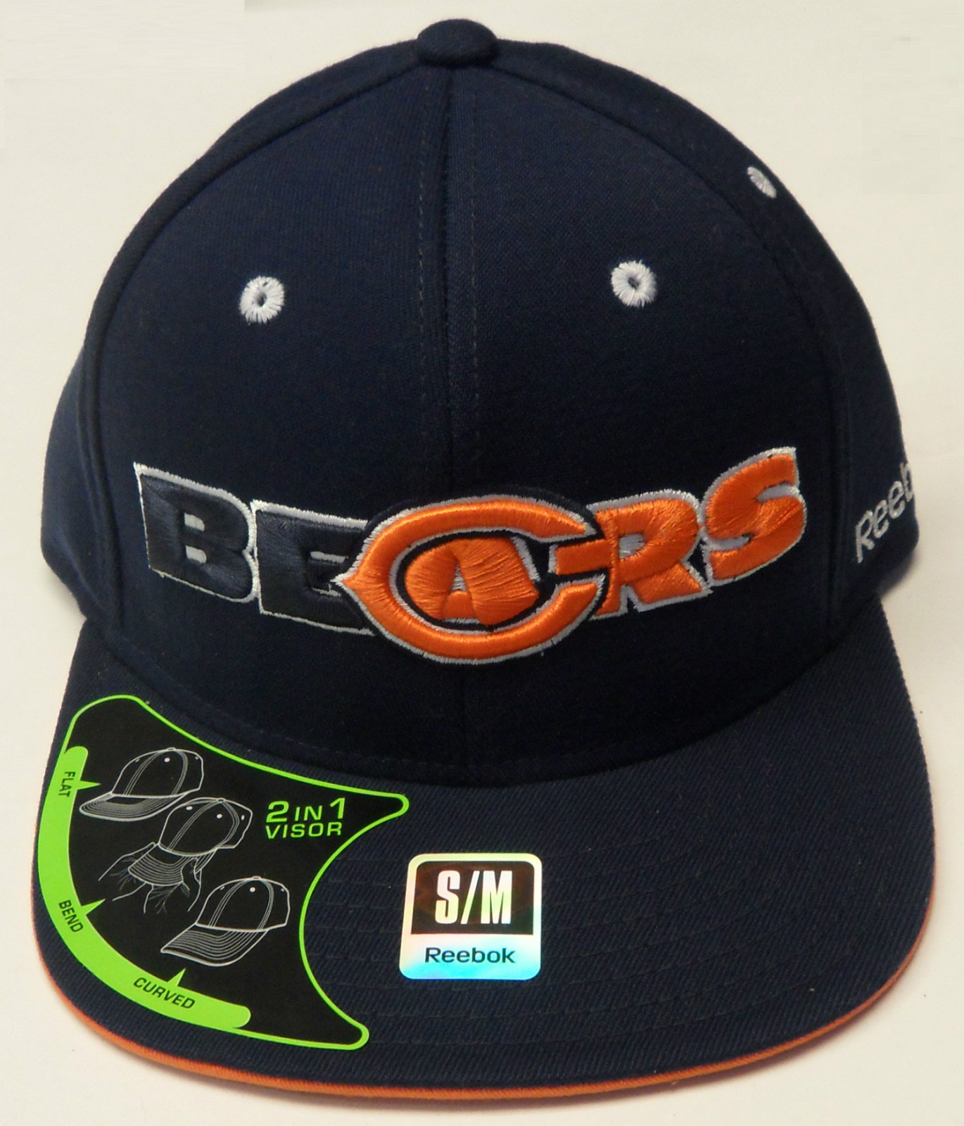 NFL Chicago Bears Reebok 2 In 1 FLAT/BEND/CURVED Flex Cap Hat S/M NEW ...