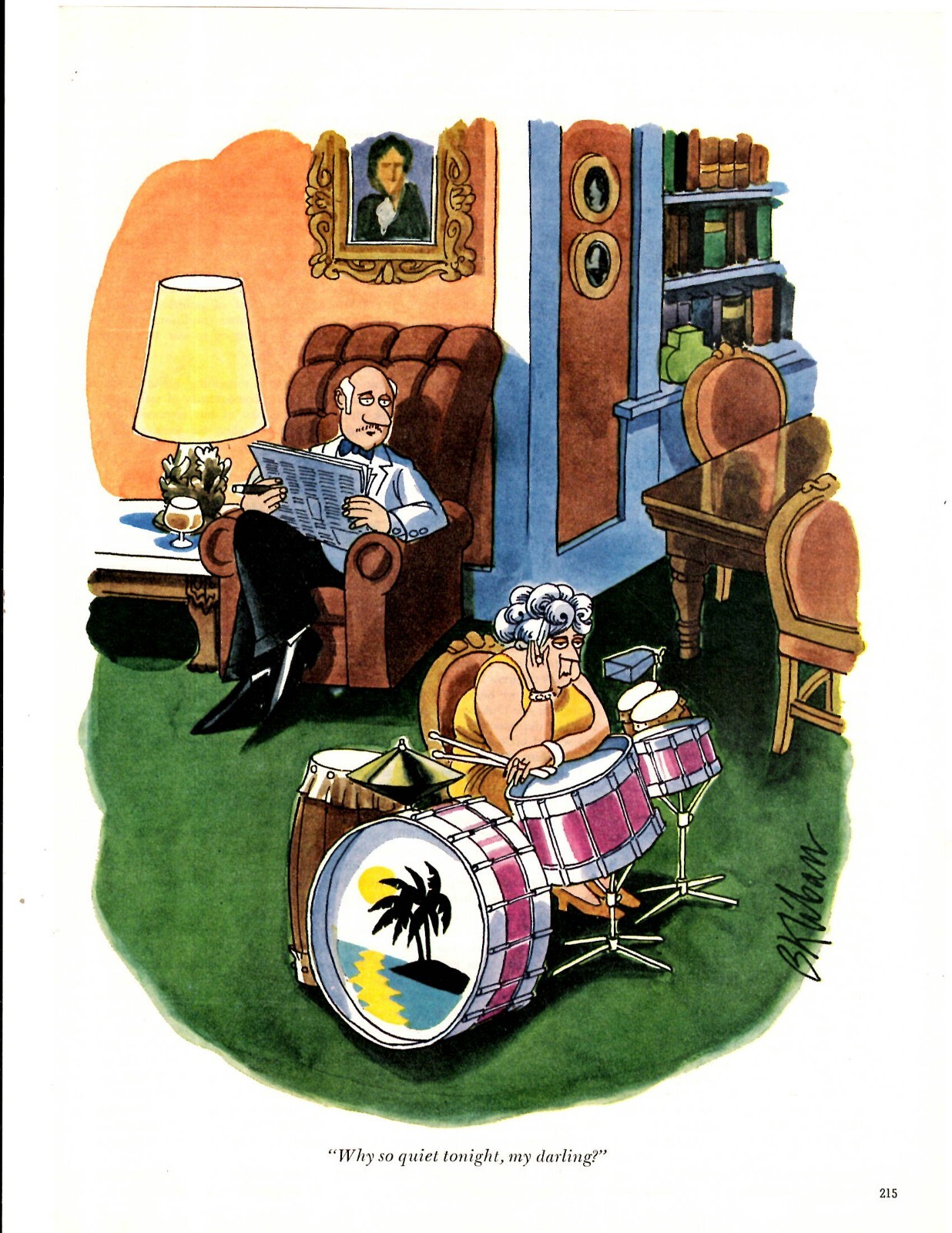 1976 Print Magazine Illustration B Kliban Why so quiet tonight Cartoon ...