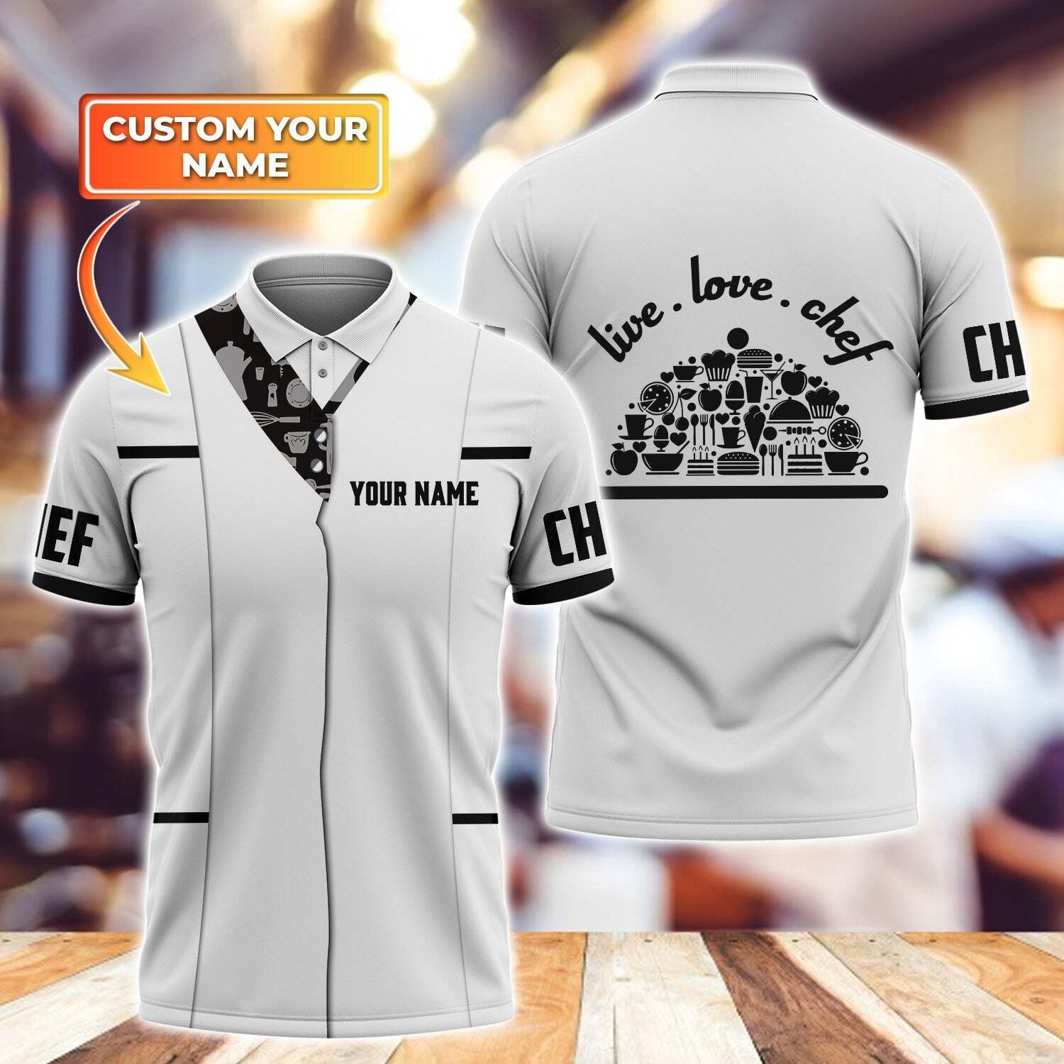 3D Full Printed Chef Polo Shirt With Custom Name Personalized Chef Polo ...