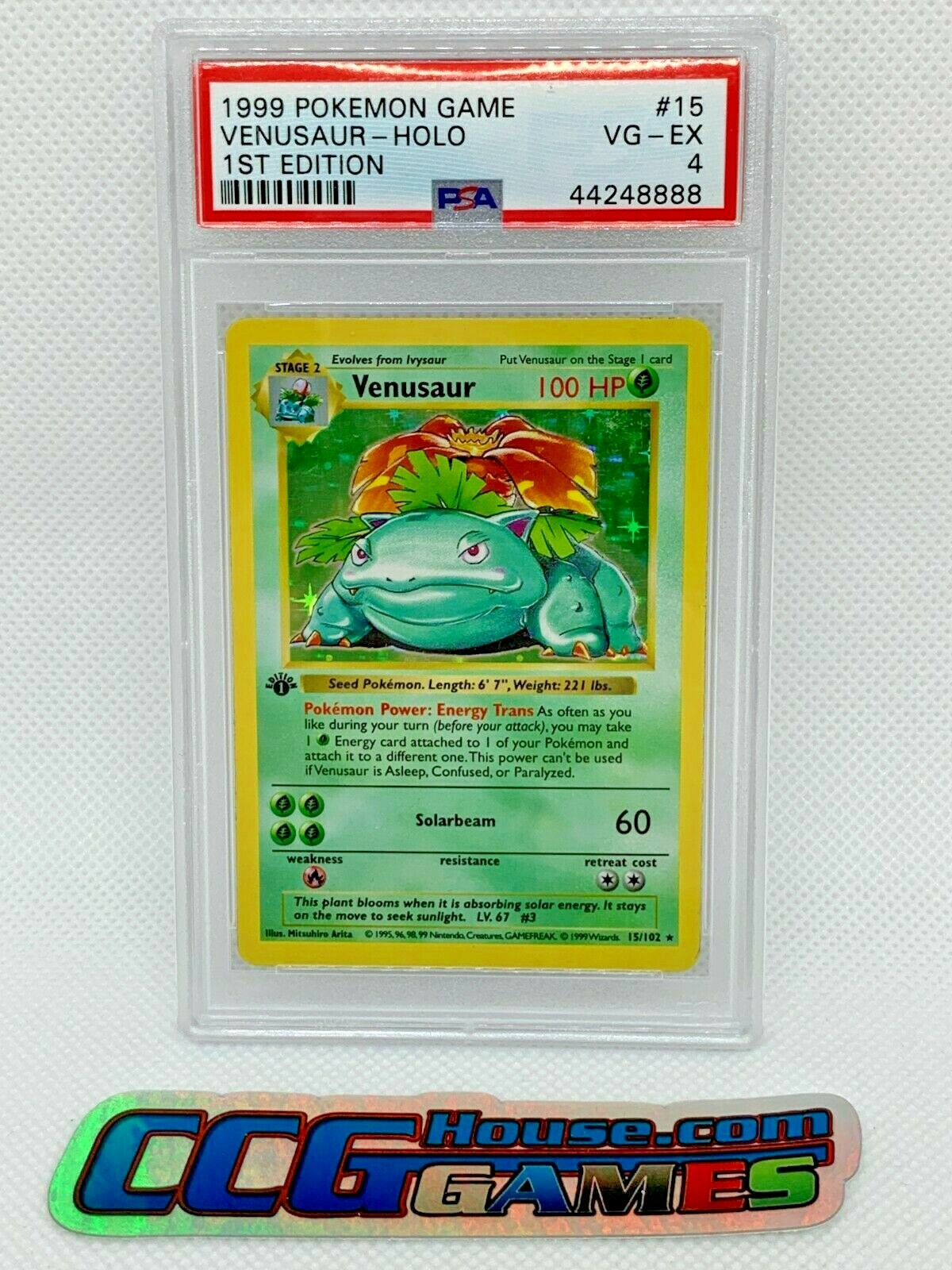 Pokemon Venusaur #15 1st Edition HOLO Foil Thin Stamp 1999 PSA 4 ...