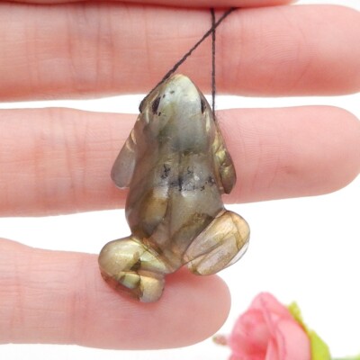 Natural Gemstone Labradorite Frog Carving Pendant, Hand Carved Animal ...