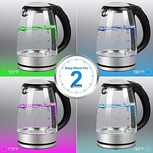 Electric Kettle Temperature Control Glass Hot Water Boiler with 4 ...