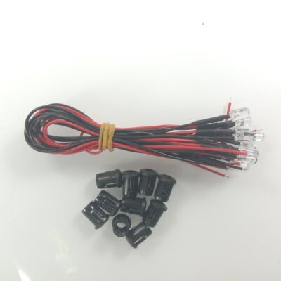 10pcs 5mm 12V White LEDs Wired Pre-Soldered Cables LED Holders Car Boat ...