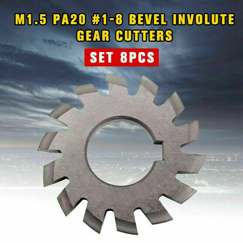 8Pcs/Set HSS M1.5 Bore 22mm 20°Degree #1-8 Bevel Involute Gear Cutter ...