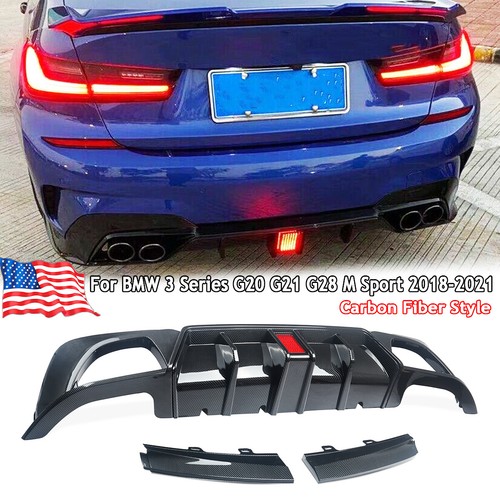Rear Diffuser W/LED Light For 2019+ BMW 3-Ser G20 Sport 330i M340i ...