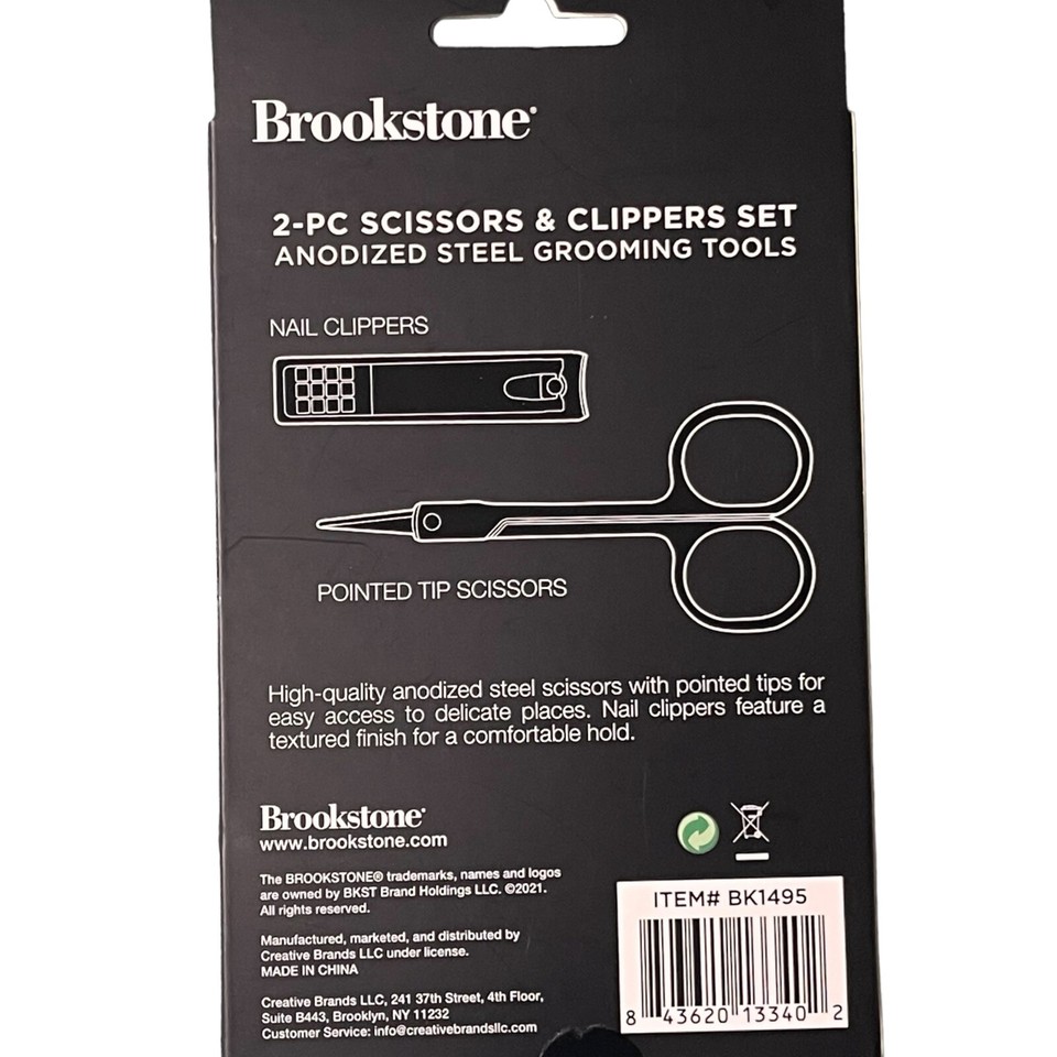 Brookstone NEW 2-PC Scissors & Clippers Set Anodized Steel Grooming ...