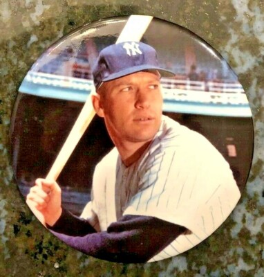 NEW YORK YANKEES MICKEY MANTLE 1960'S MLB BASEBALL VINTAGE PINBACK ...