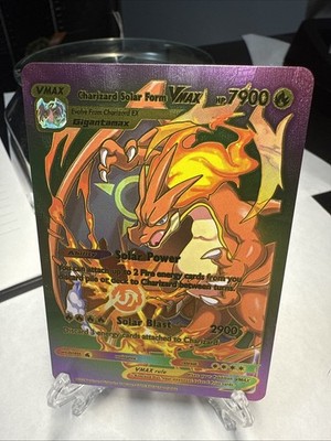 Charizard Solar Form Vmax 7900hp Rainbow Foil Fan Art Card Solar Power💥 ...