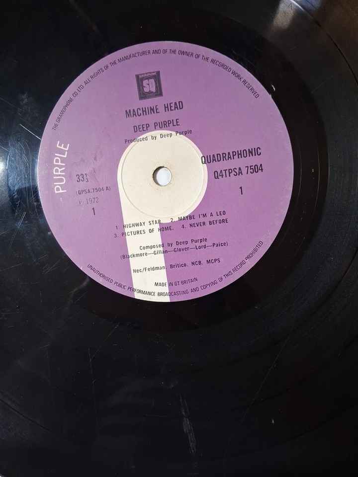 33 RPM Album Deep Purple Machine Head Quadraphonic Pressing UK VG- | eBay