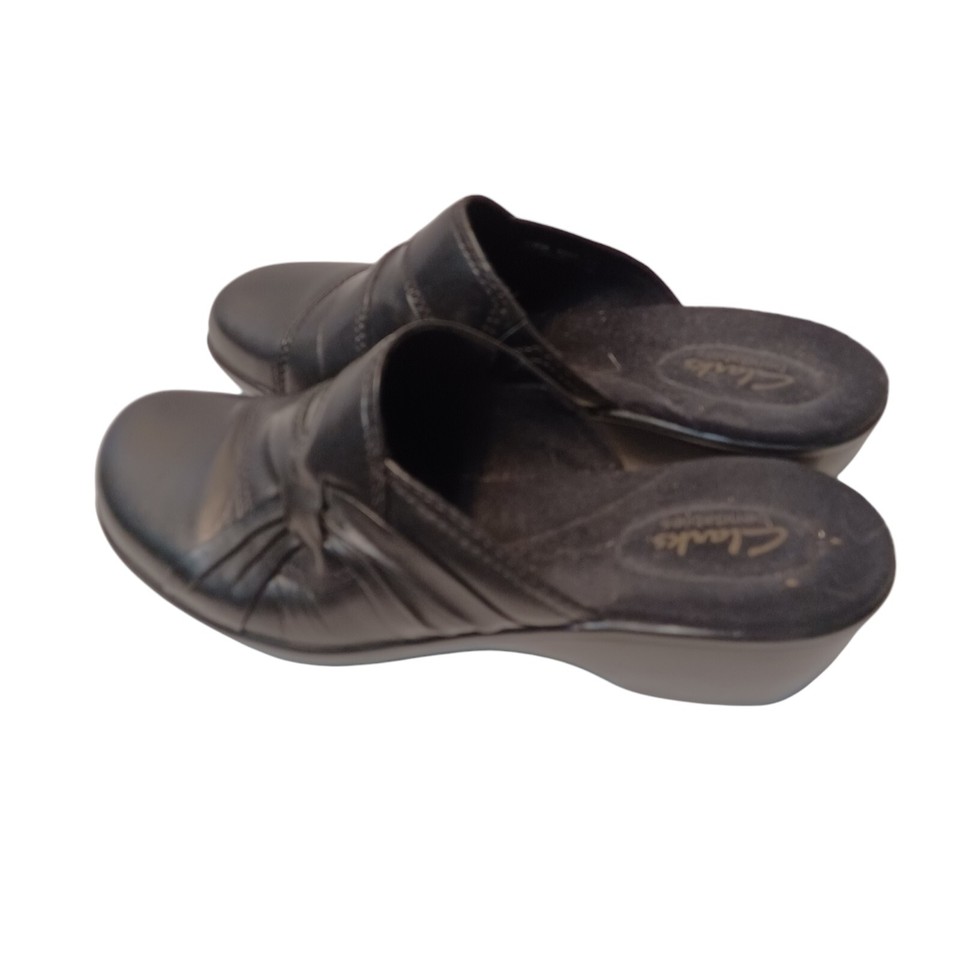 Clarks Artisan Women’s Black Leather Slip On Mules Shoes Size 9 | eBay