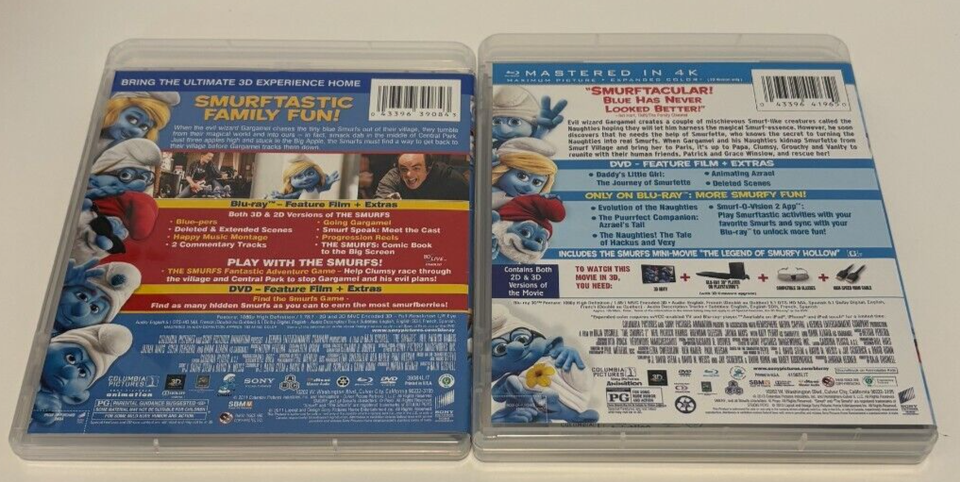 The Smurfs 1 & 2 3D (Blu-ray 3D/2D + DVD) Adventure, Animation, Comedy ...